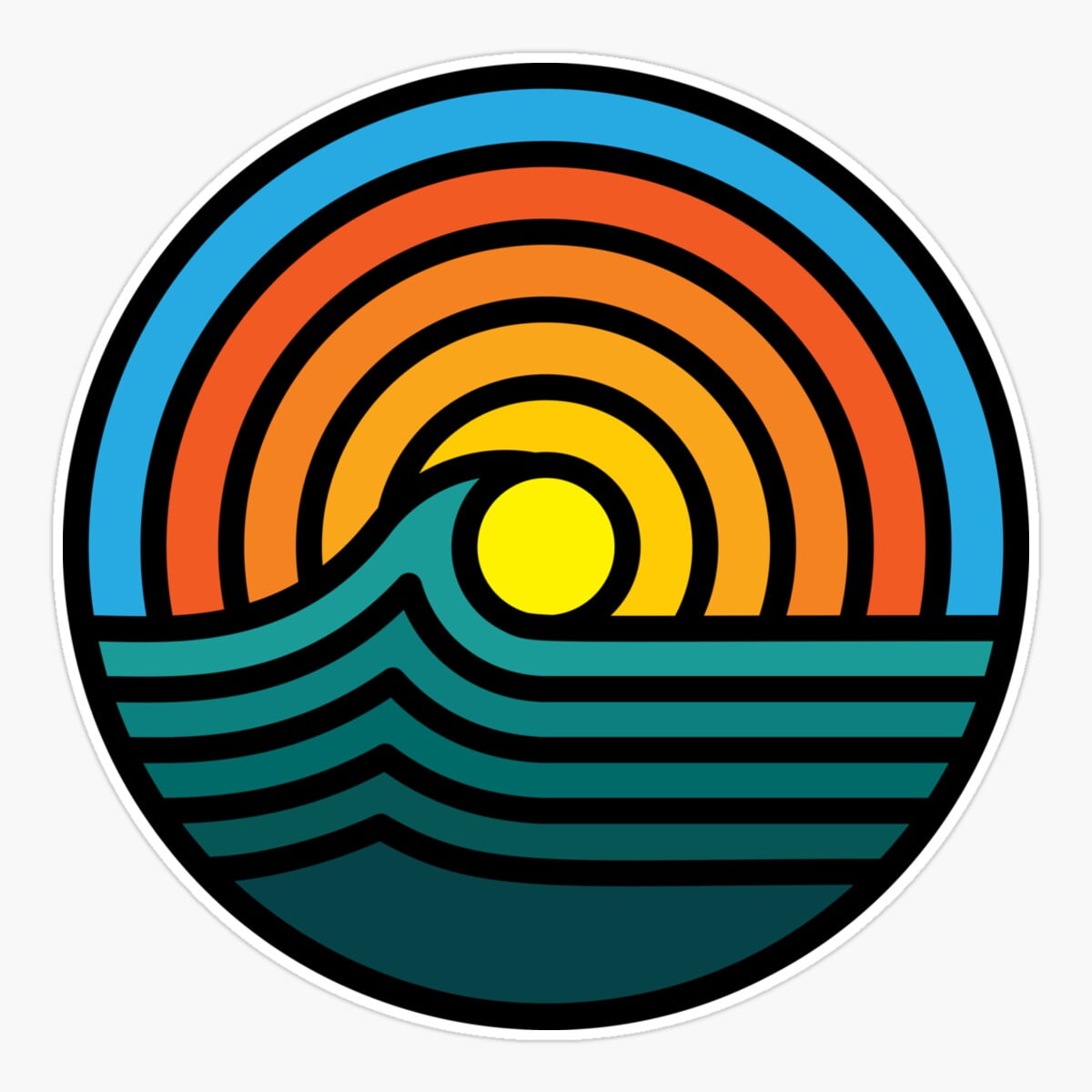 Stickly Sun And Wave - Surand Sunshine Sticker, Phone Decal Water ...