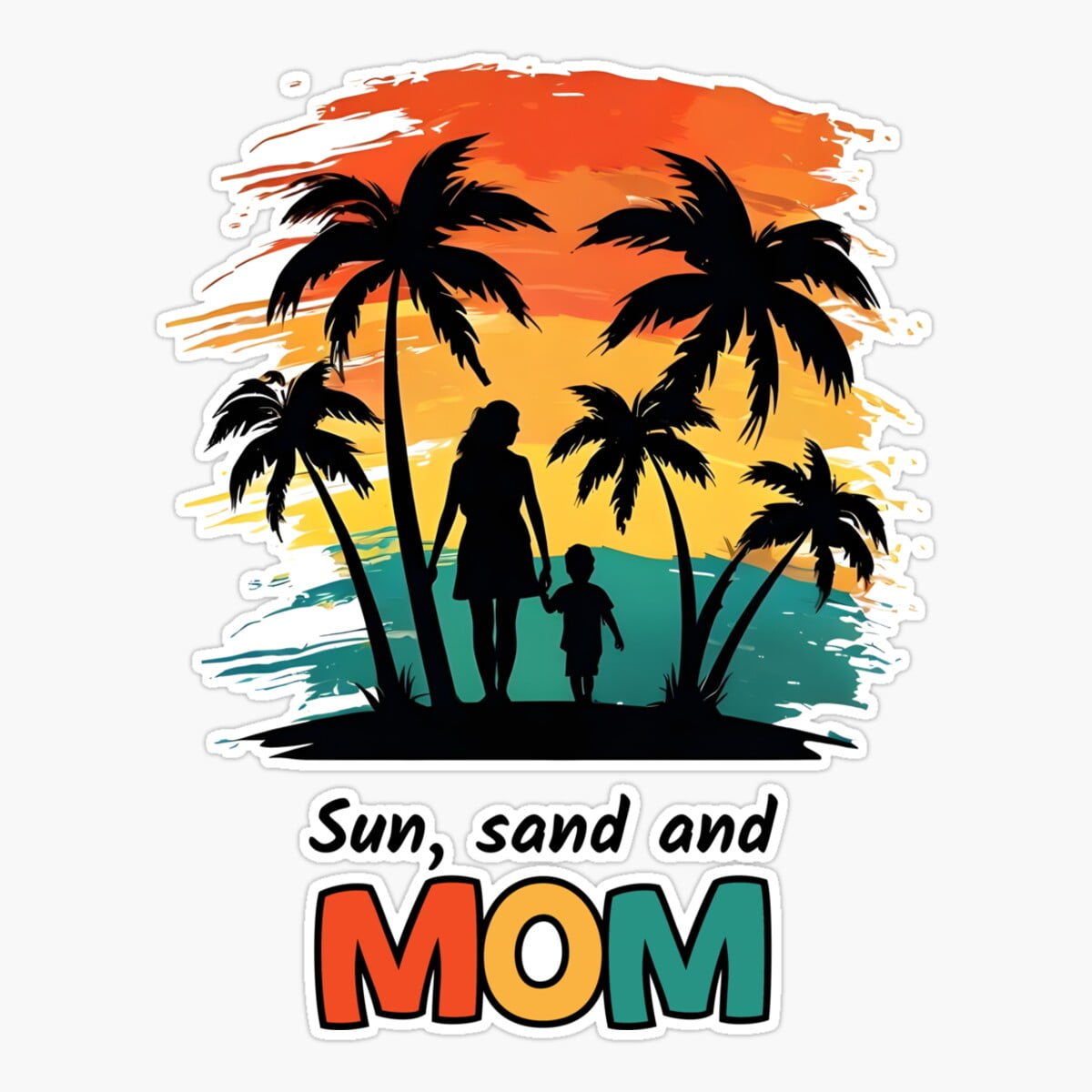 Stickly Sun Sand & Mom – Beachside Love Sticker, Phone Decal Water ...