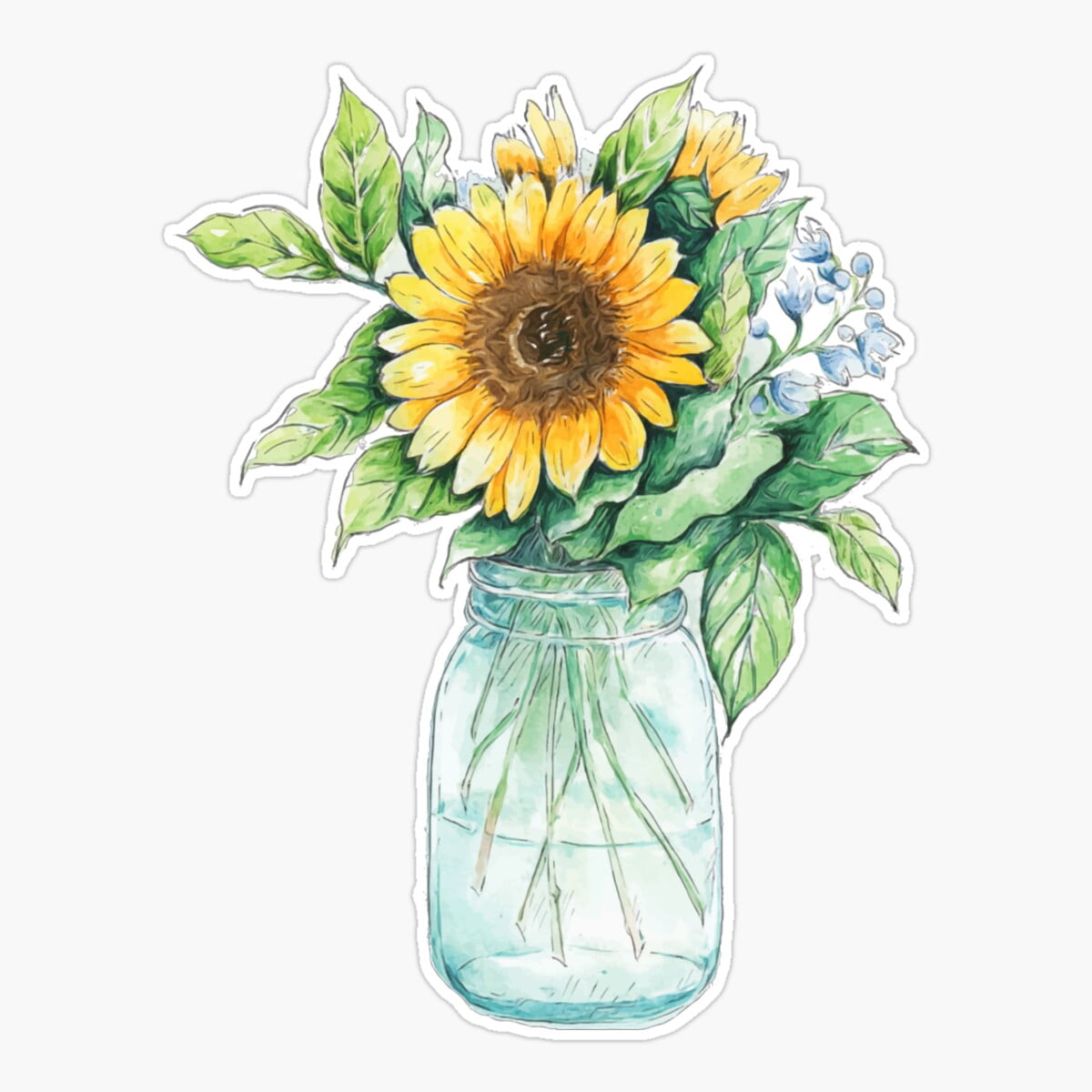 Stickly Sunflower Bouquet Sunflower Bunch Sunflowers Watercolor Painted ...