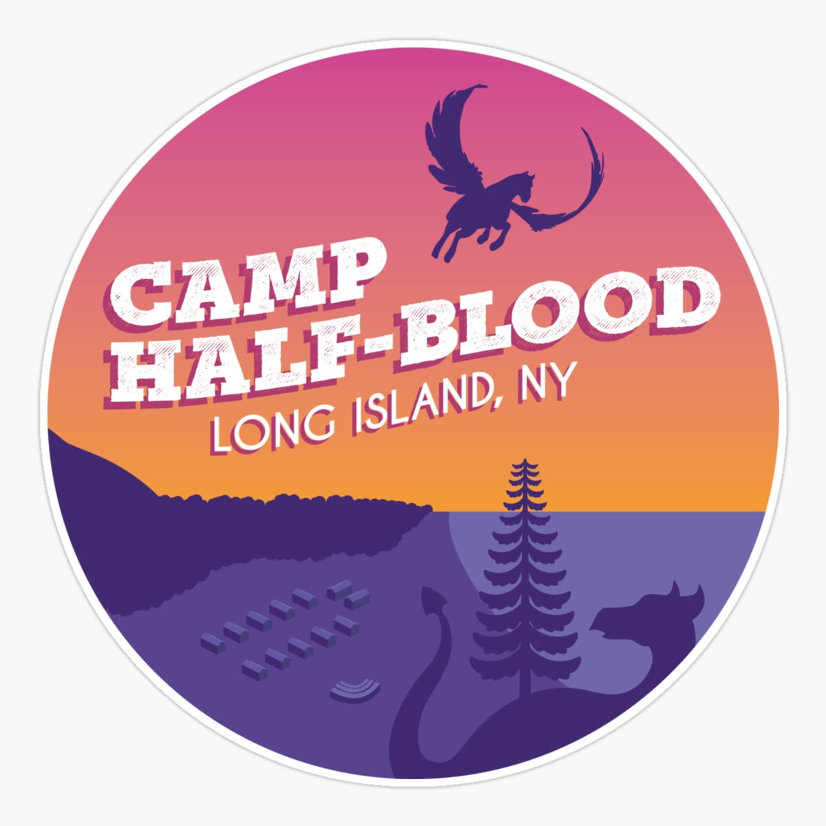 Stickly Sunset At Camp Half-Blood Sticker, Phone Decal Water Bottle ...