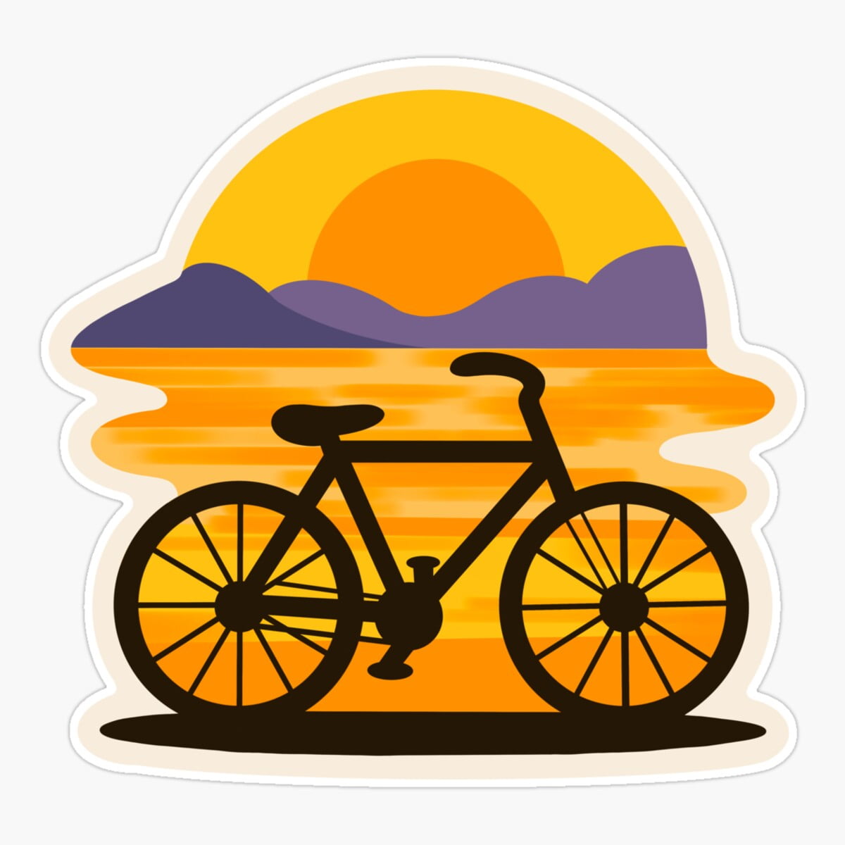 Stickly Sunset Bike Ride Sticker, Phone Decal Water Bottle Stickers Car ...