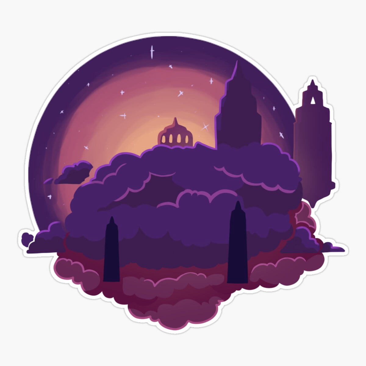 Stickly Sunset Cloud Castle Sticker, Phone Decal Water Bottle Stickers ...