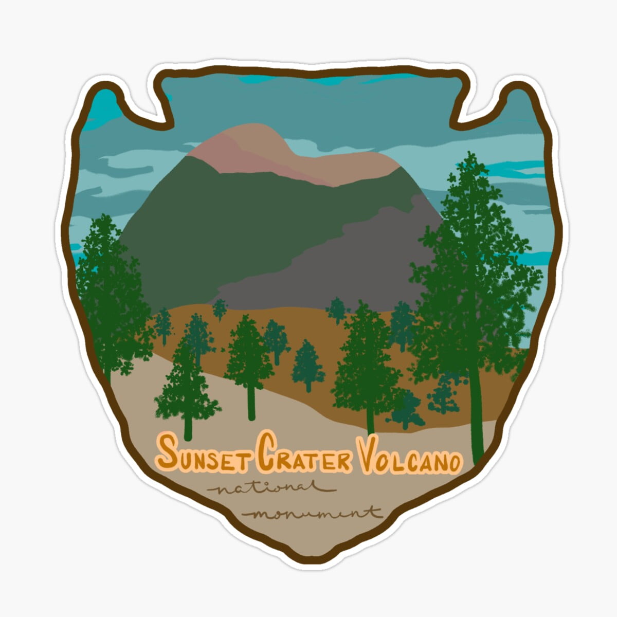 Stickly Sunset Crater Volcano National Monument Sticker, Phone Decal ...