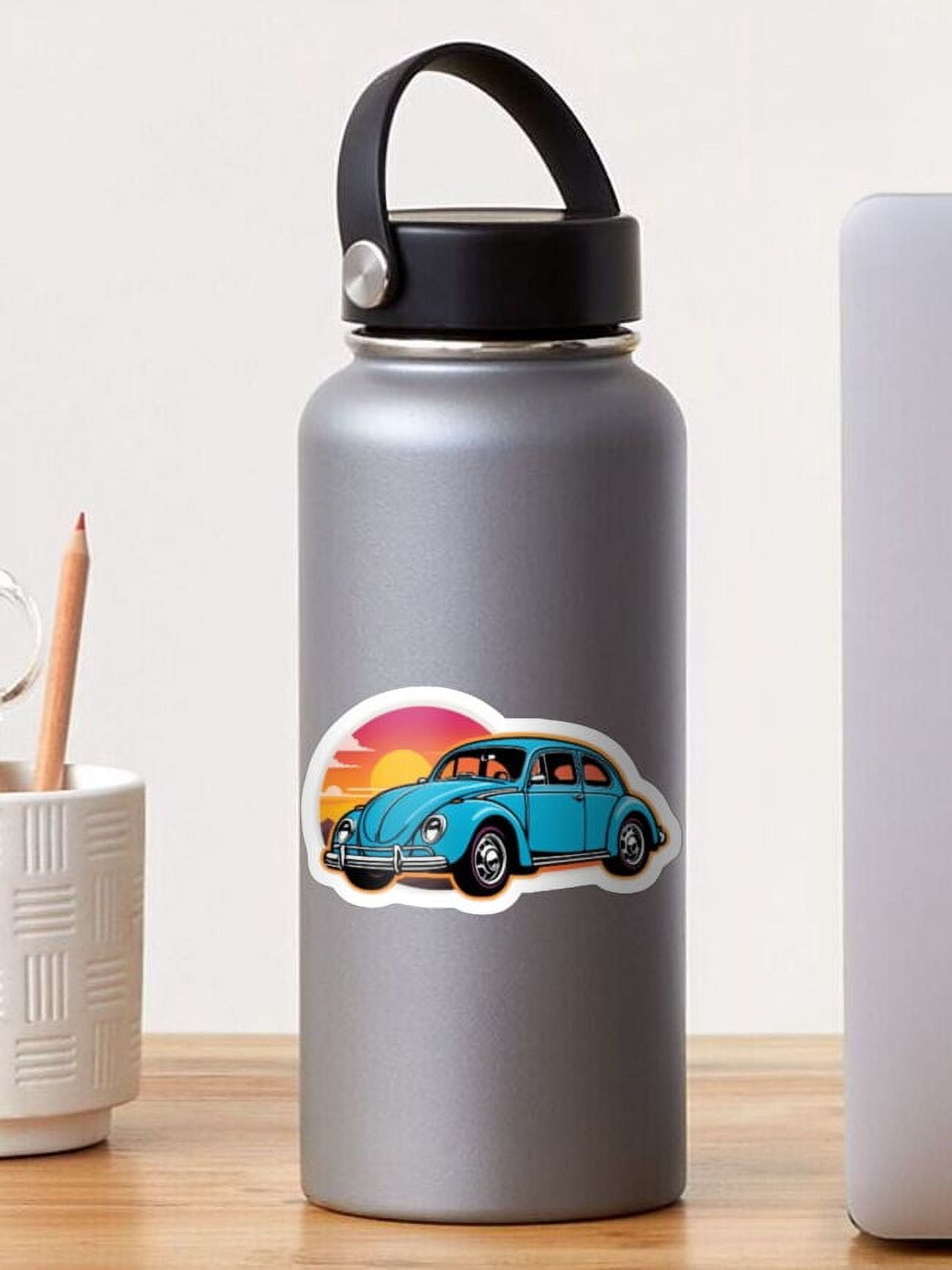 Stickly Sunset Old Car Design Sticker, Phone Decal Water Bottle ...