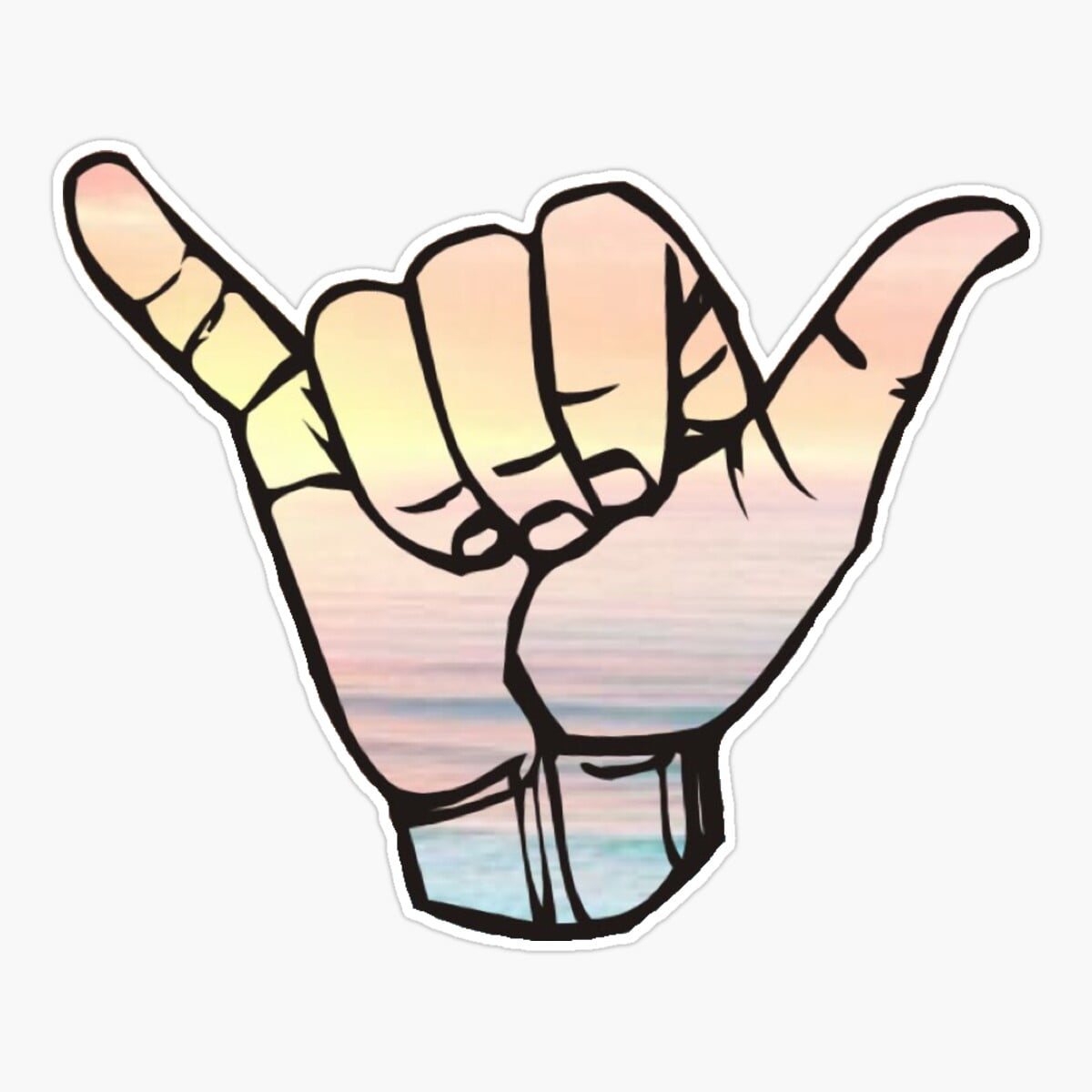 Stickly Sunset Shaka Sticker, Phone Decal Water Bottle Stickers Car ...