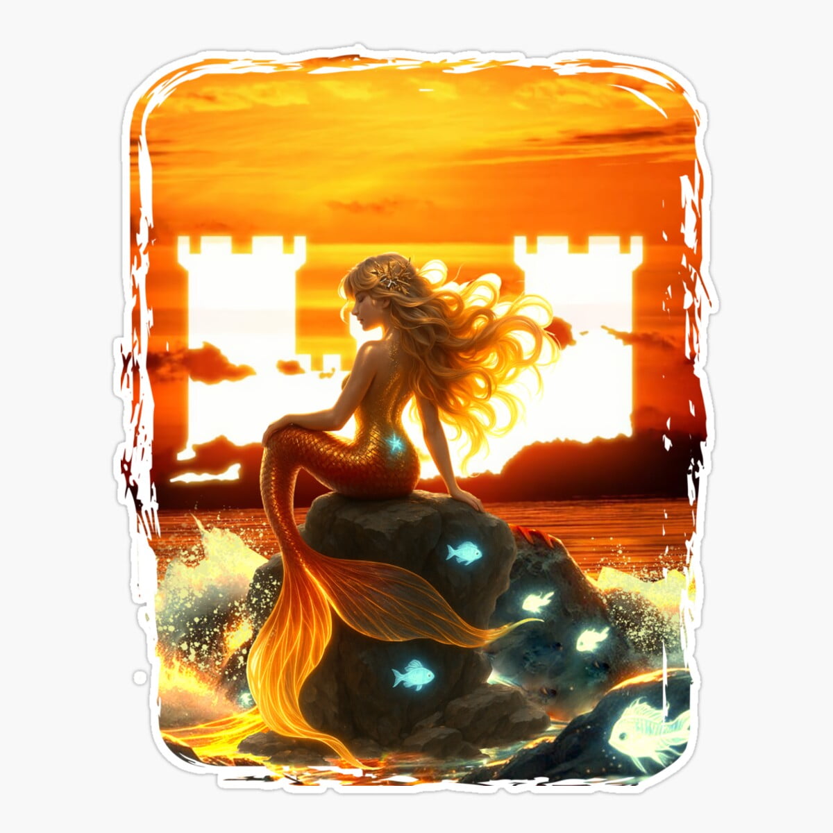 Stickly Sunset Siren Sticker, Phone Decal Water Bottle Stickers Car ...