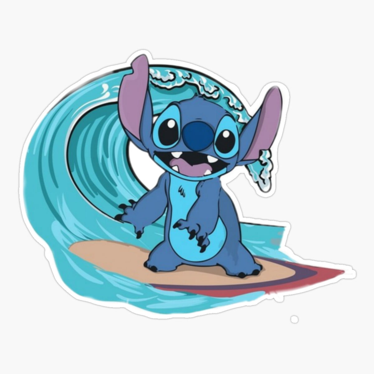 Stickly Surfing Lilo And Cute Face Star Sticker, Phone Decal Water ...