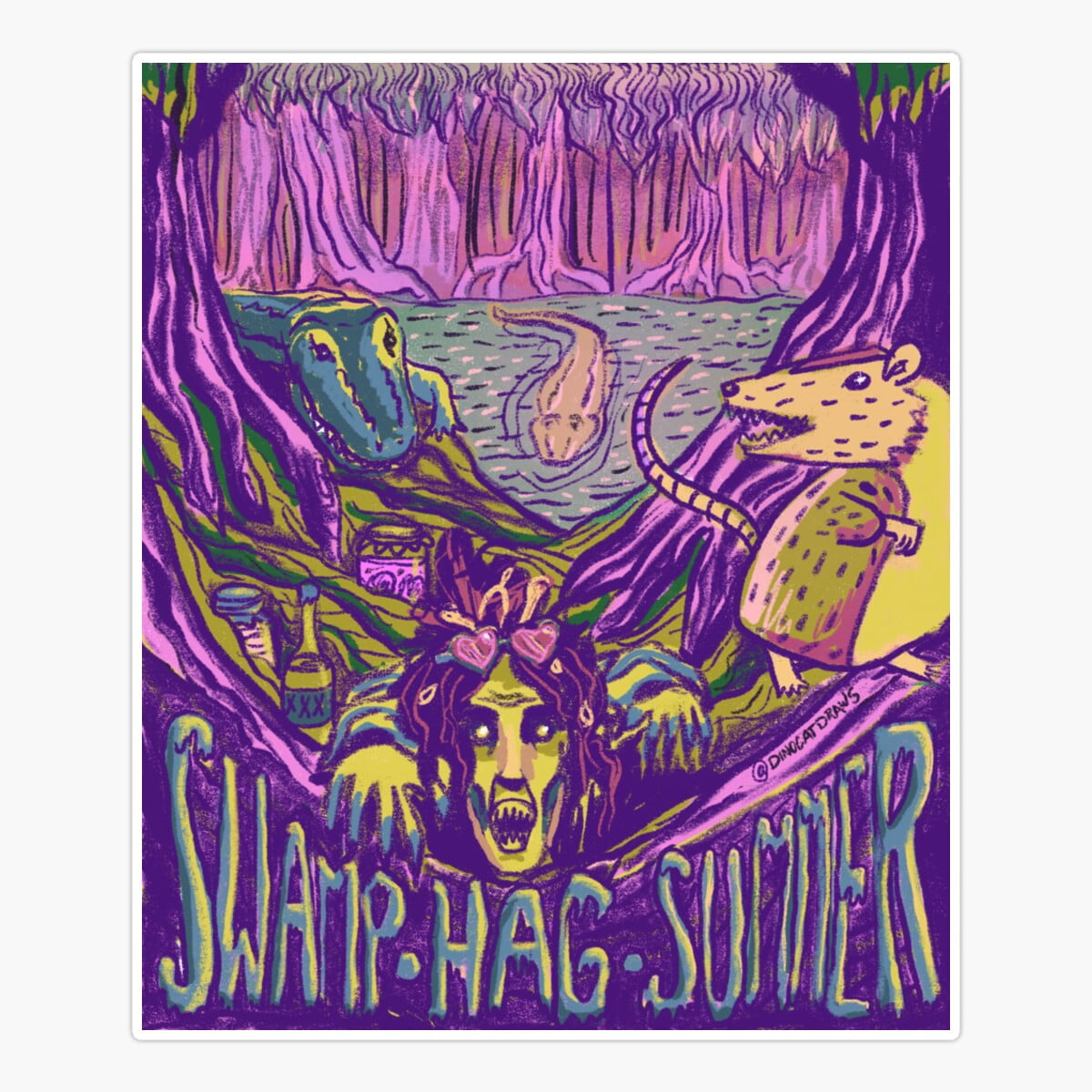 Stickly Swamp Hag Summer Sticker, Phone Decal Water Bottle Stickers Car ...