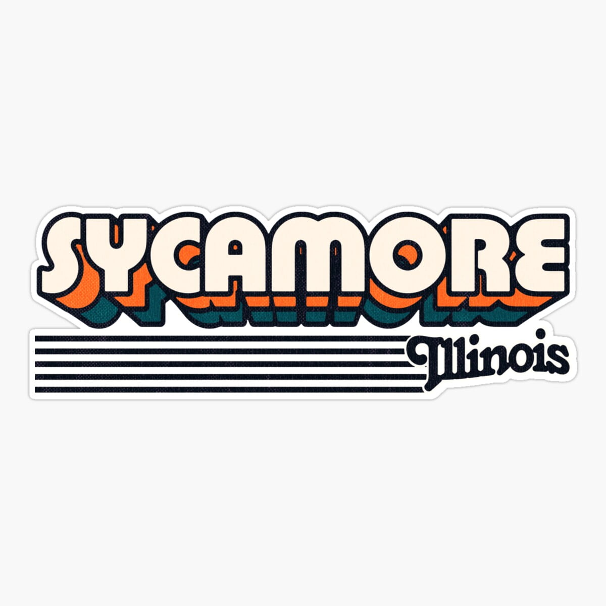 Stickly Sycamore Illinois | Retro Stripes Sticker, Phone Decal Water ...