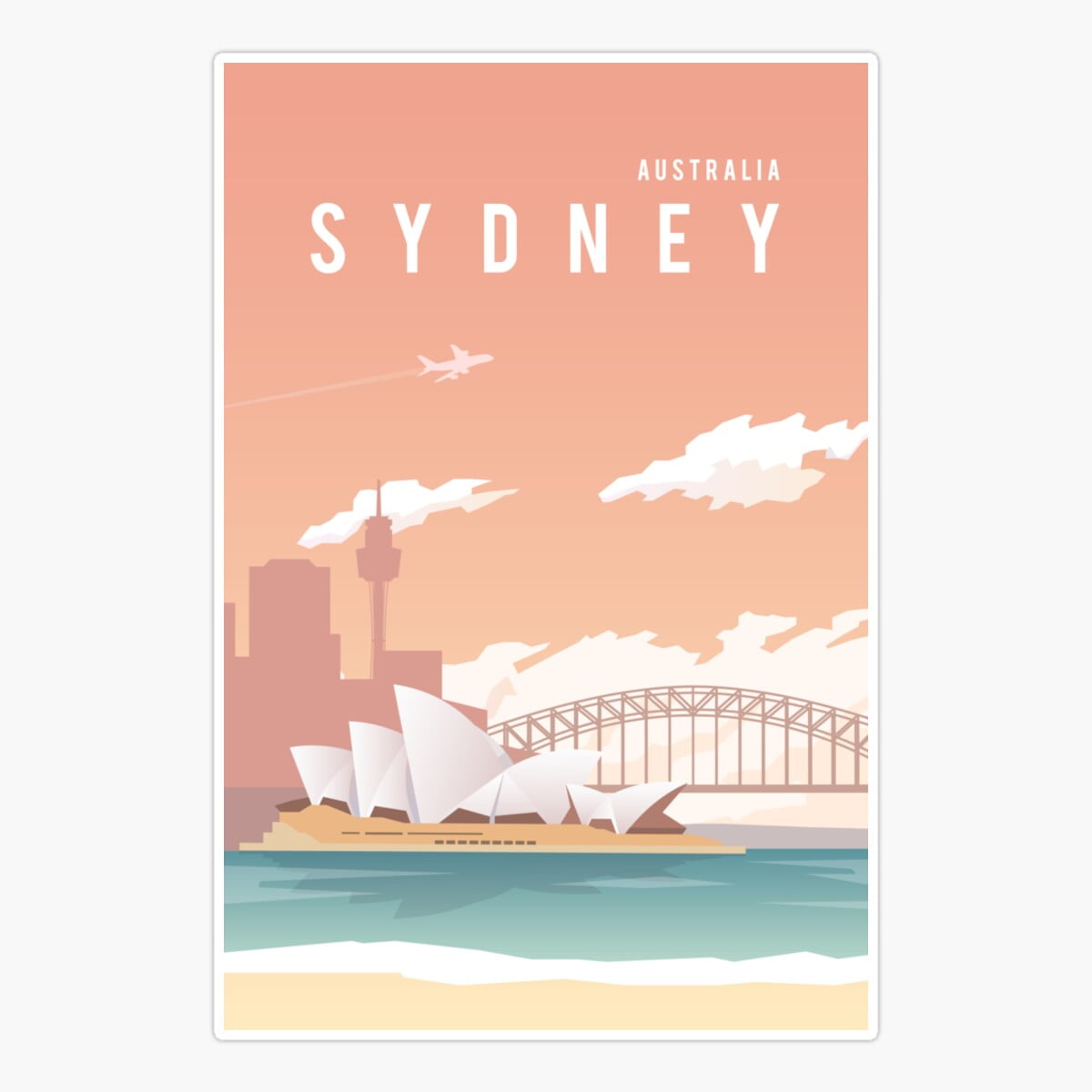 Stickly Sydney Australia Sticker, Phone Decal Water Bottle Stickers Car ...