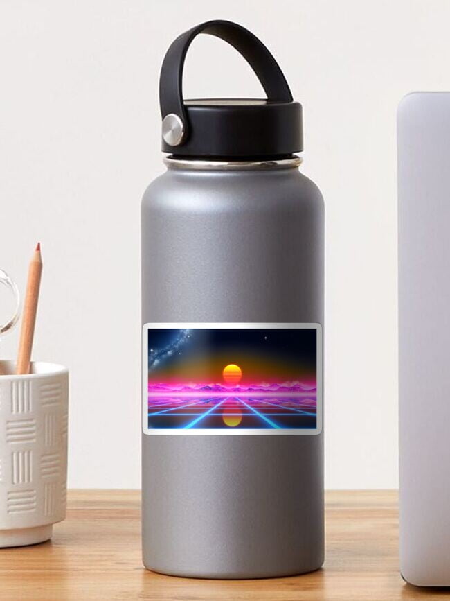 Stickly Synthwave Landscape Sticker, Phone Decal Water Bottle Stickers ...