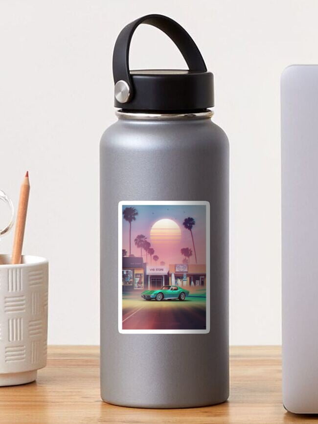 Stickly Synthwave Sunset Drive Sticker, Phone Decal Water Bottle ...