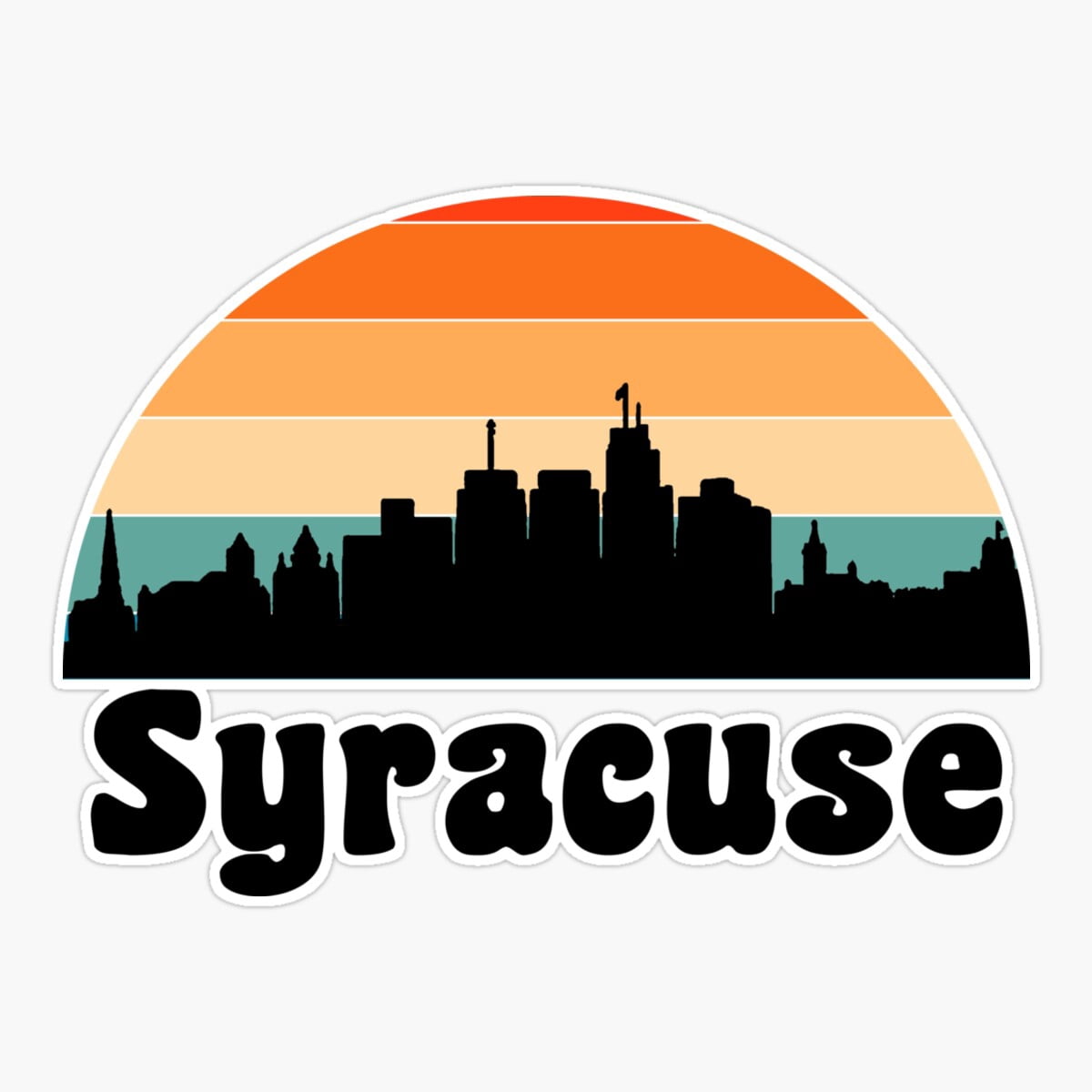 Stickly Syracuse Ny - Sunset Skyline Sticker, Phone Decal Water Bottle ...