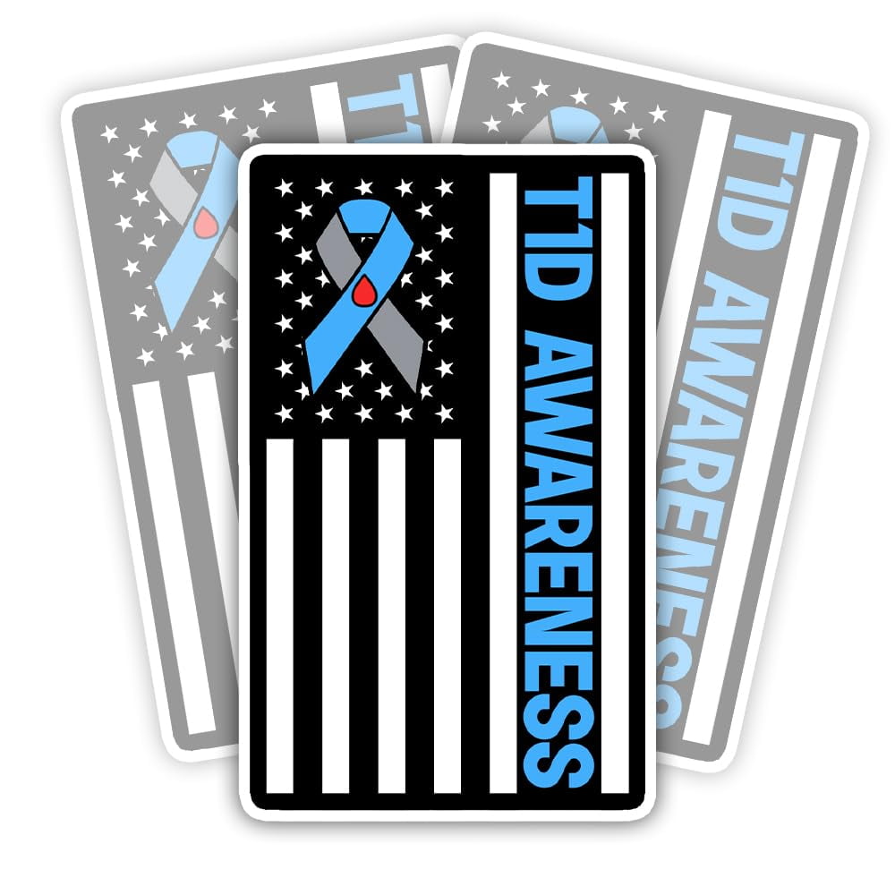 Stickly T1D Awareness Sticker, Type 1 Diabetes Awareness Blue and Gray ...
