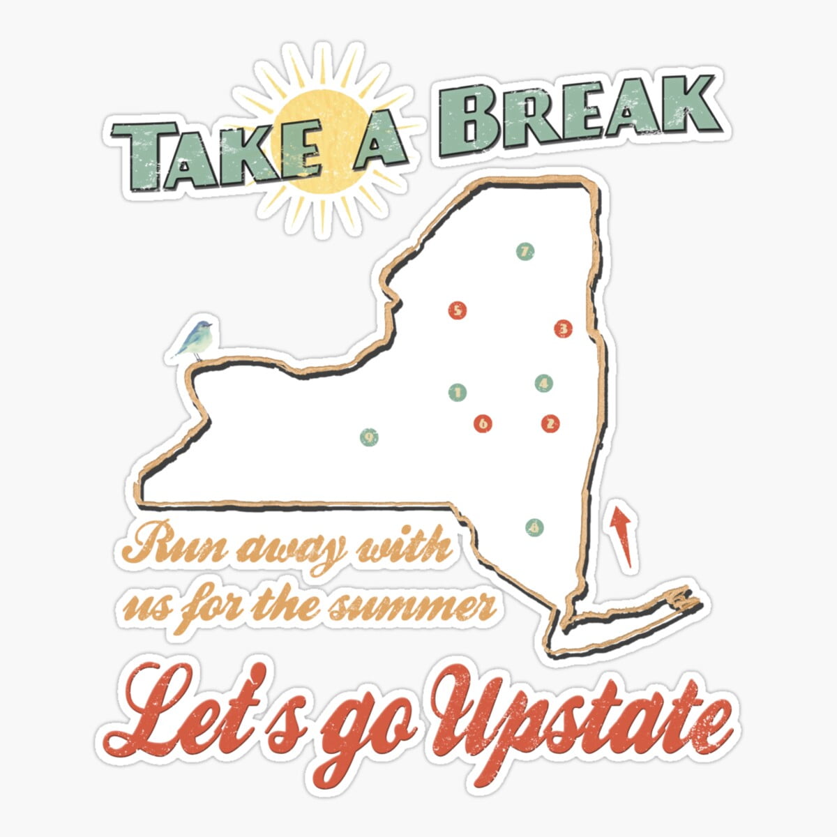 Stickly Take A Break Upstate Ny Vintage Sticker, Phone Decal Water ...