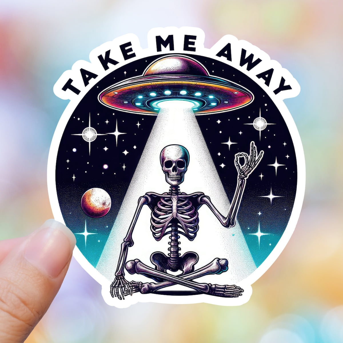 Stickly Take Me Away Sticker, Funny Sticker, Skeleton Decal, Fantasy ...