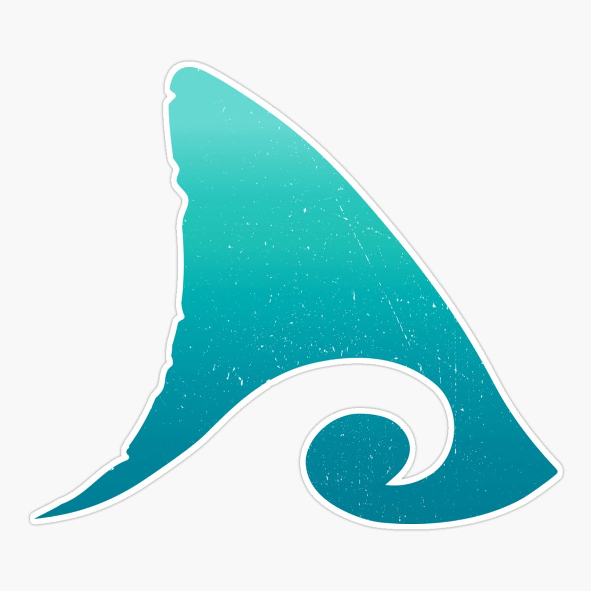 Stickly Teal Shark Fin Ocean Wave Design Sticker, Phone Decal Water ...