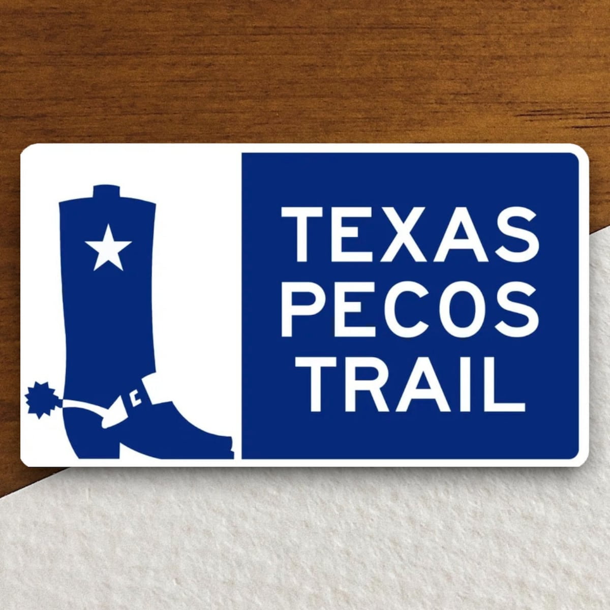 Stickly Texas Pecos Trail Road Sign Stickers, Traffic Sticker, Road ...