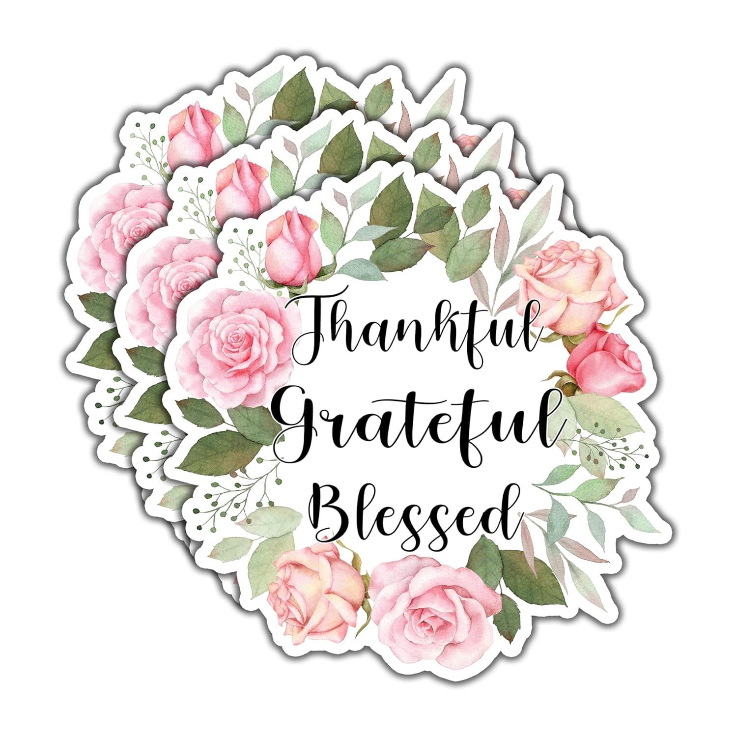 Stickly Thankful Grateful Blessed Sticker Christian Bible Verse Floral ...