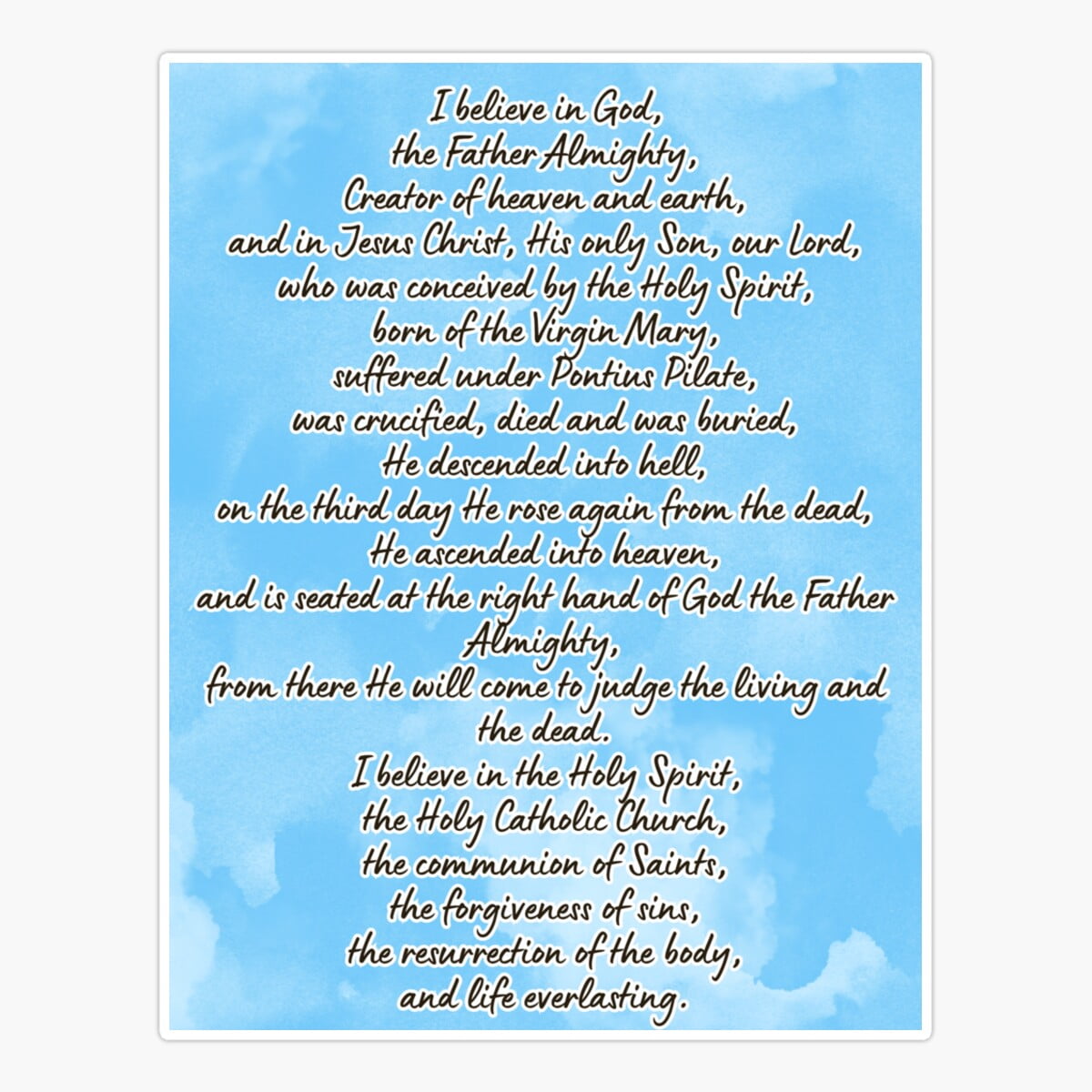 Stickly The Apostles Creed Artwork Sticker, Phone Decal Water Bottle ...