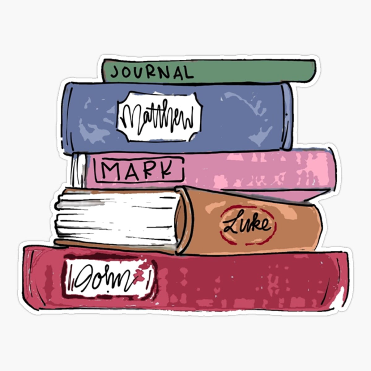 Stickly The Gospels Stack Sticker, Phone Decal Water Bottle Stickers ...