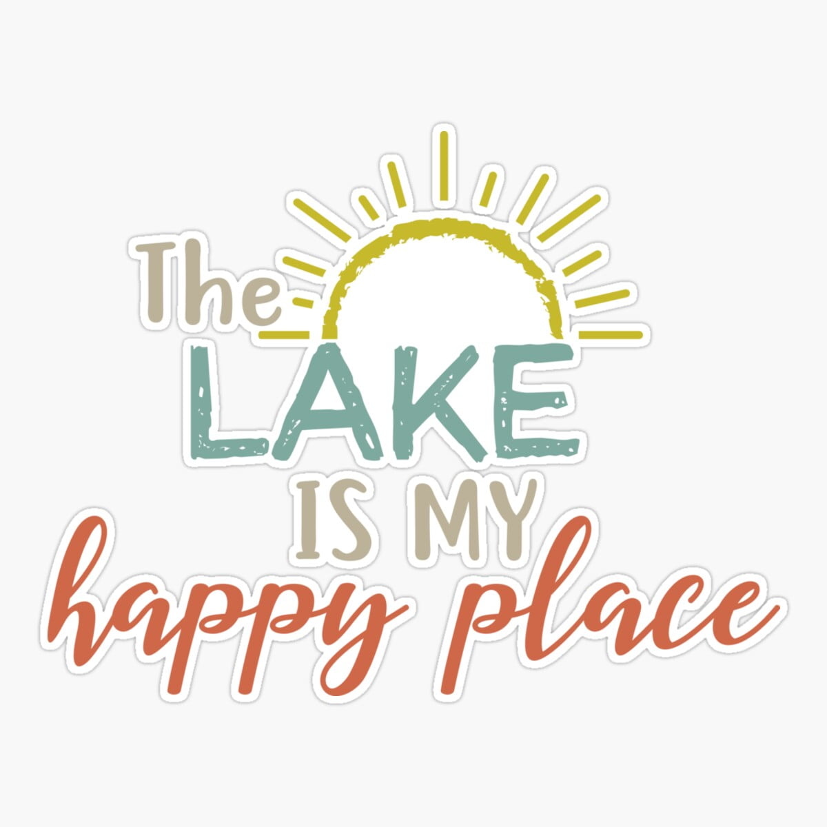 Stickly The Lake Is My Happy Place Sticker, Phone Decal Water Bottle ...
