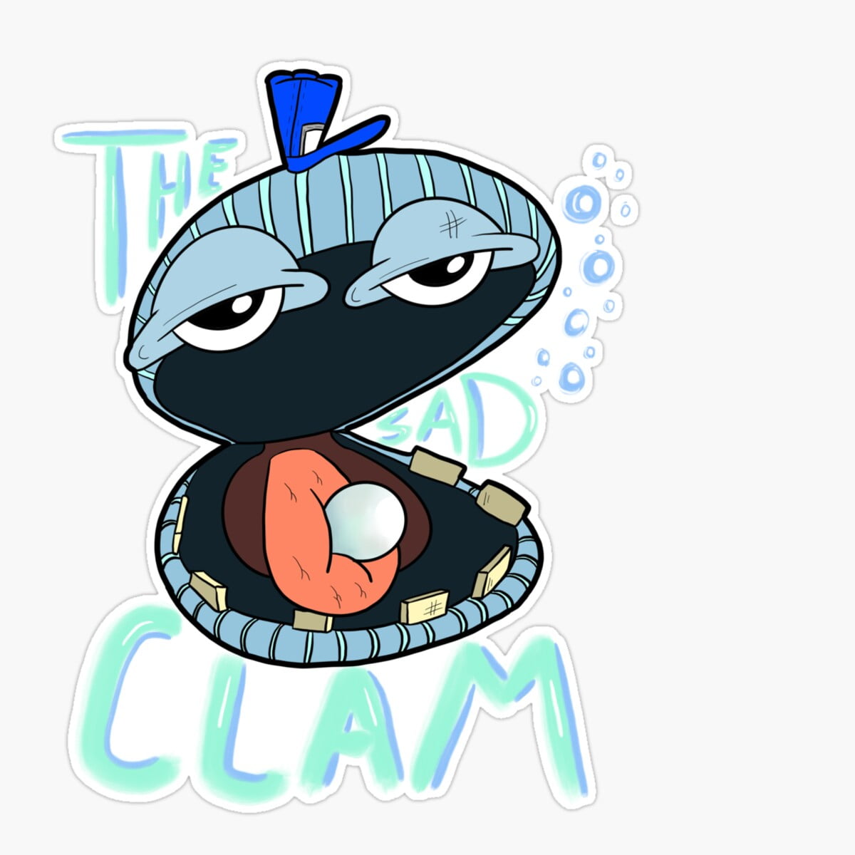 Stickly The Sad Clam Sticker, Phone Decal Water Bottle Stickers Car ...