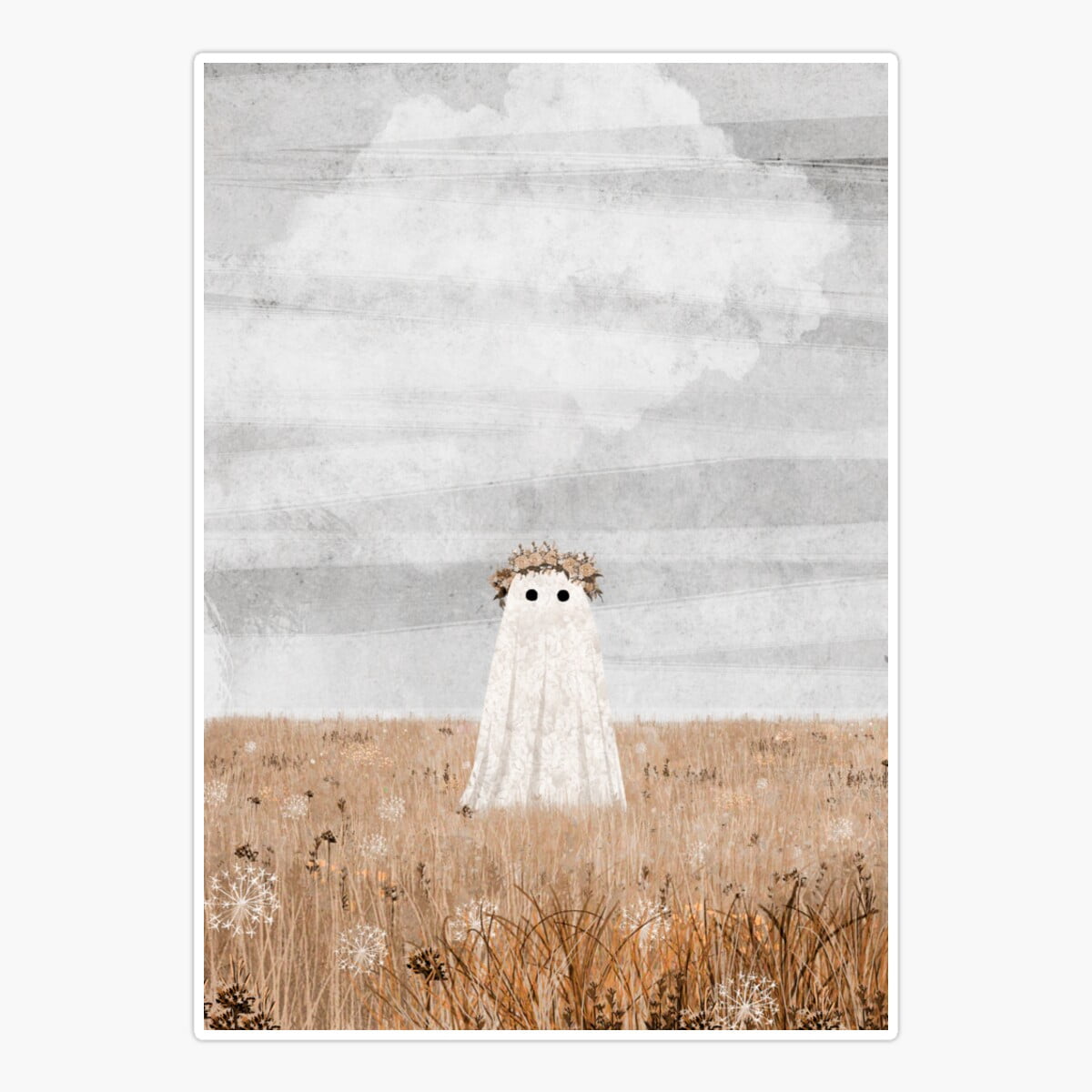 Stickly There'S A Ghost In The Meadow Sticker, Phone Decal Water Bottle ...