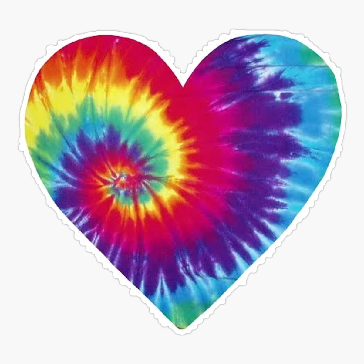 Stickly Tie Dye Heart - Rainbow Sticker, Phone Decal Water Bottle ...
