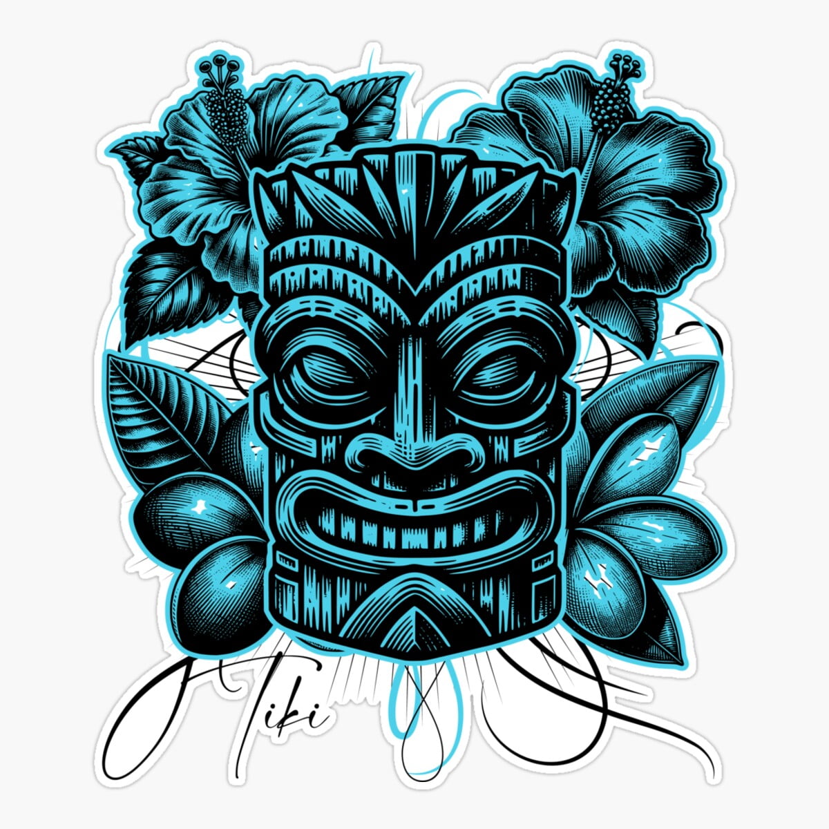 Stickly Tiki Mask Sticker, Phone Decal Water Bottle Stickers Car Decals ...