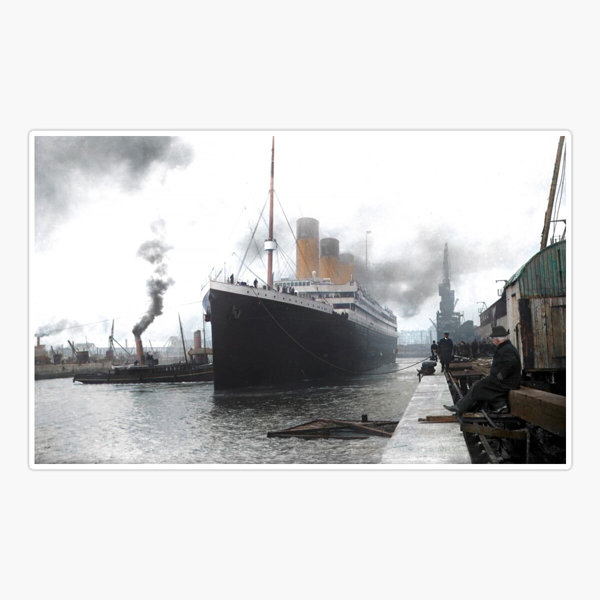 Stickly Titanic Prepares To Leave Port 1912 Sticker, Phone Decal Water ...