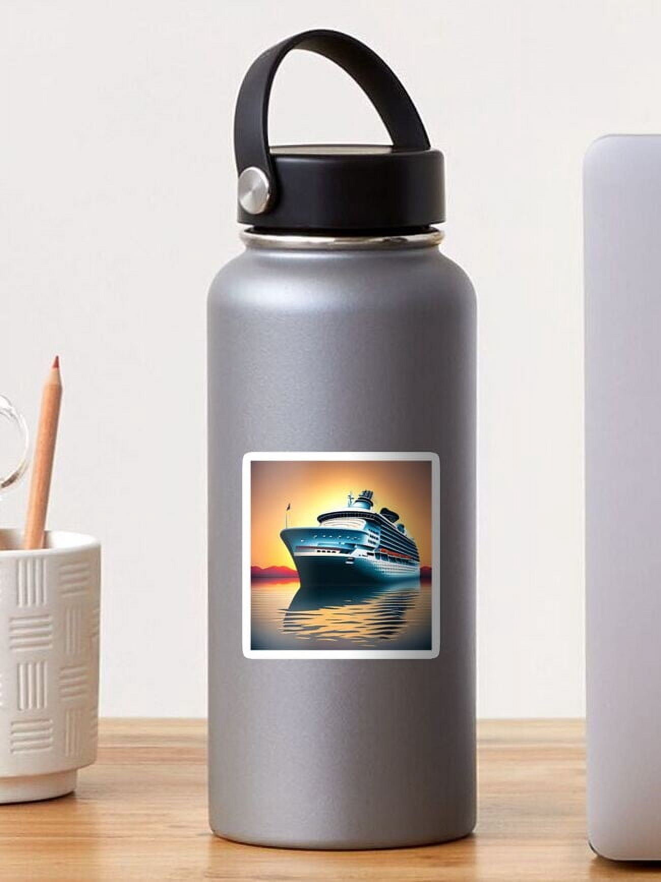 Stickly Transatlantic Ship In The Sea At Sunset Sticker, Phone Decal ...
