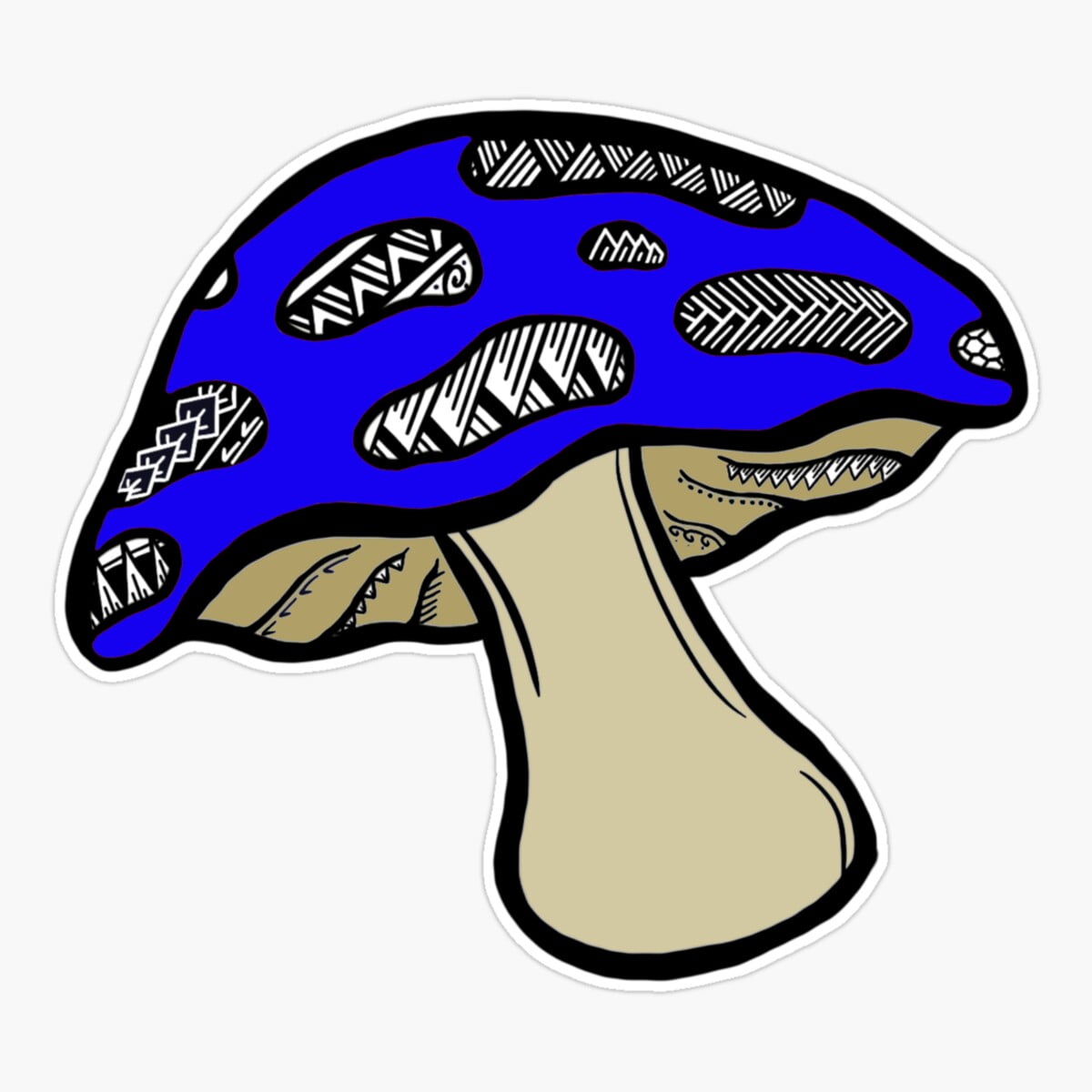Stickly Tribal Blue Mushroom Sticker, Phone Decal Water Bottle Stickers ...