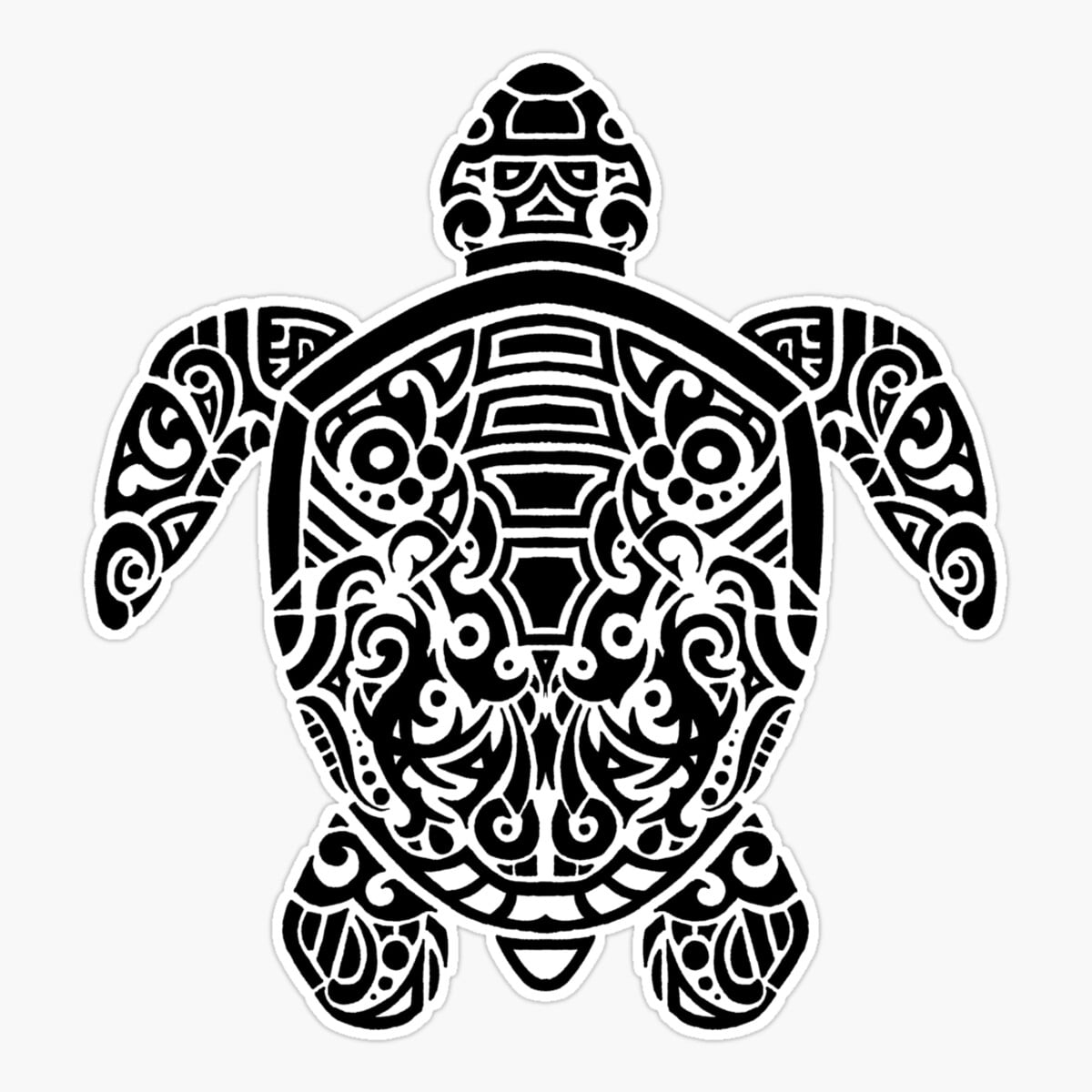 Stickly Tribal Turtle Sticker, Phone Decal Water Bottle Stickers Car ...