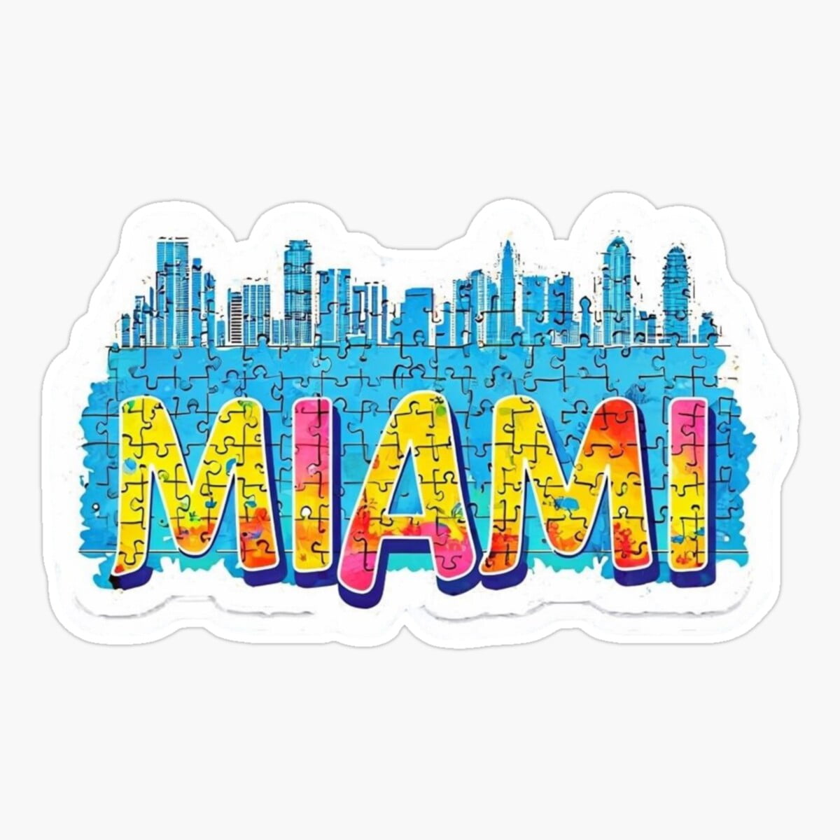 Stickly Tropic Puzzle Burst Sticker, Phone Decal Water Bottle Stickers ...