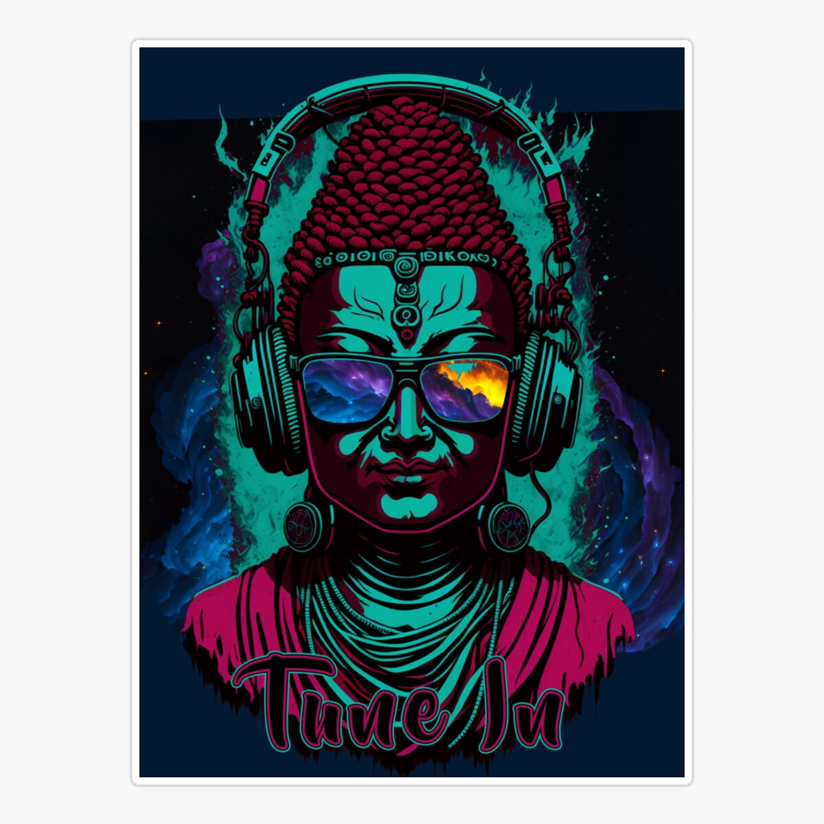 Stickly Tune In Buddha Sticker, Phone Decal Water Bottle Stickers Car ...