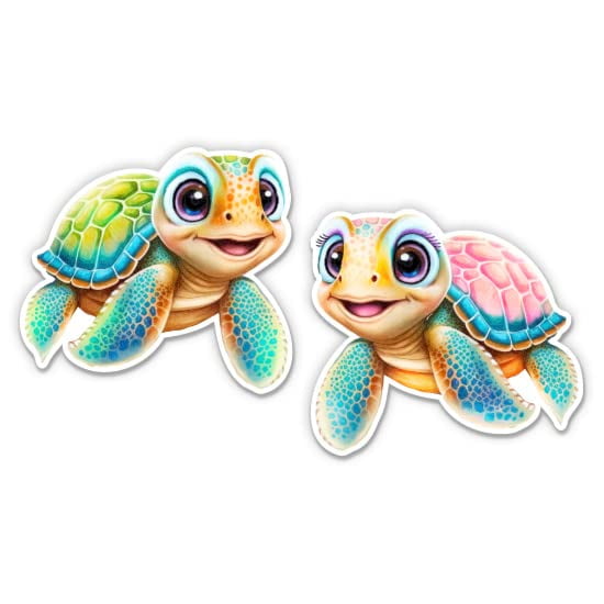 Stickly Two Cute Turtles Sticker Laptop Sticker Vinyl for Car, Phone ...