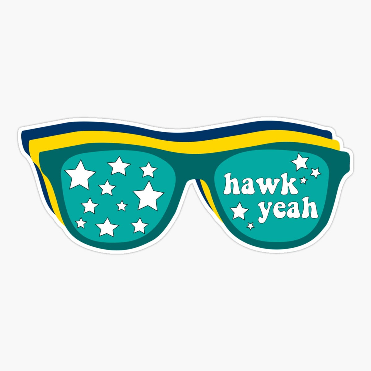 Stickly Uncw Hawk Yeah Sunglasses Sticker, Phone Decal Water Bottle ...