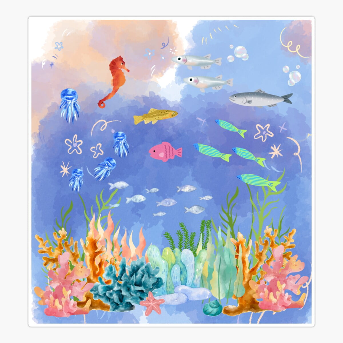 Stickly Underwater Harmony Sticker, Phone Decal Water Bottle Stickers ...