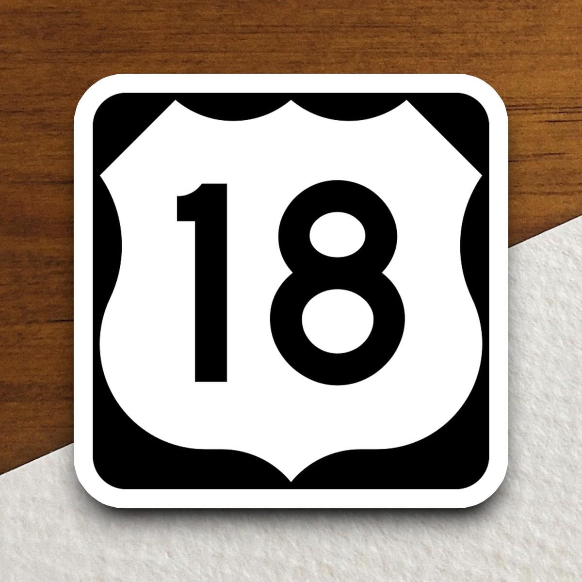Stickly United States Route 18 Road Sign Sticker, Road Trip Sticker ...