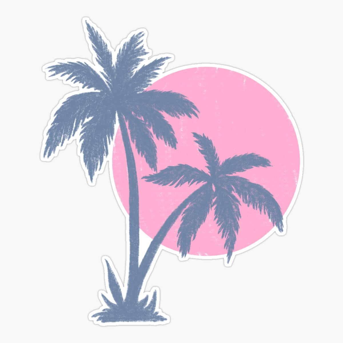 Stickly Vintage Palm Trees Sticker Sticker, Phone Decal Water Bottle ...