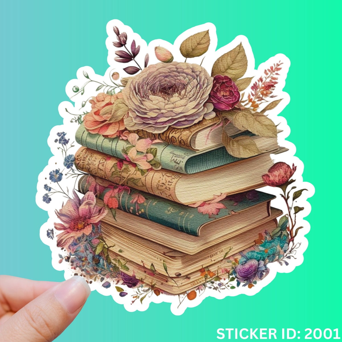 Stickly Vintage Stack Of Books Sticker Reader Sticker Dark Romance ...