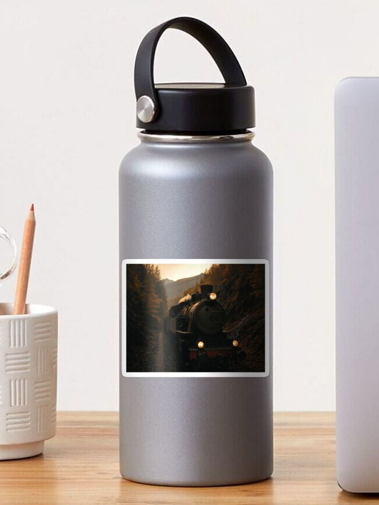 Stickly Vintage Steam Train - Old School Train In Mountain Sunset Sticker, Phone Decal Water ...