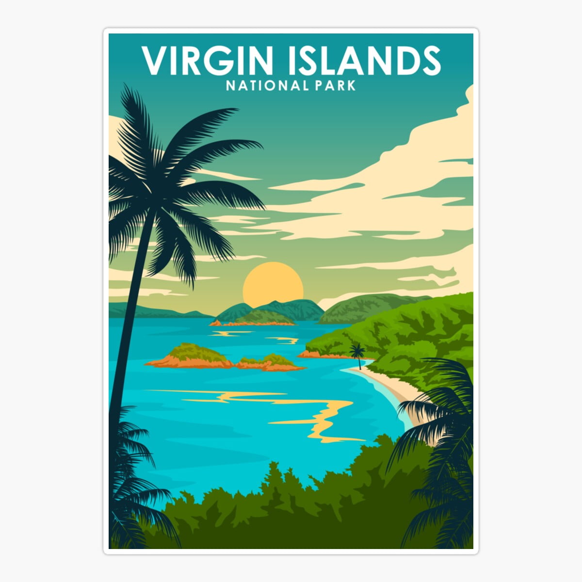 Stickly Virgin Islands National Park Vintage Travel Poster Sticker ...