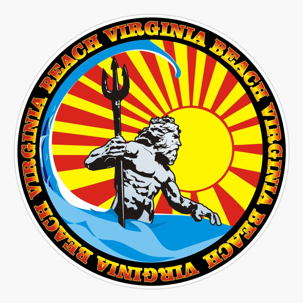 Stickly Virginia Beach King Neptune Cool Sticker, Phone Decal Water ...
