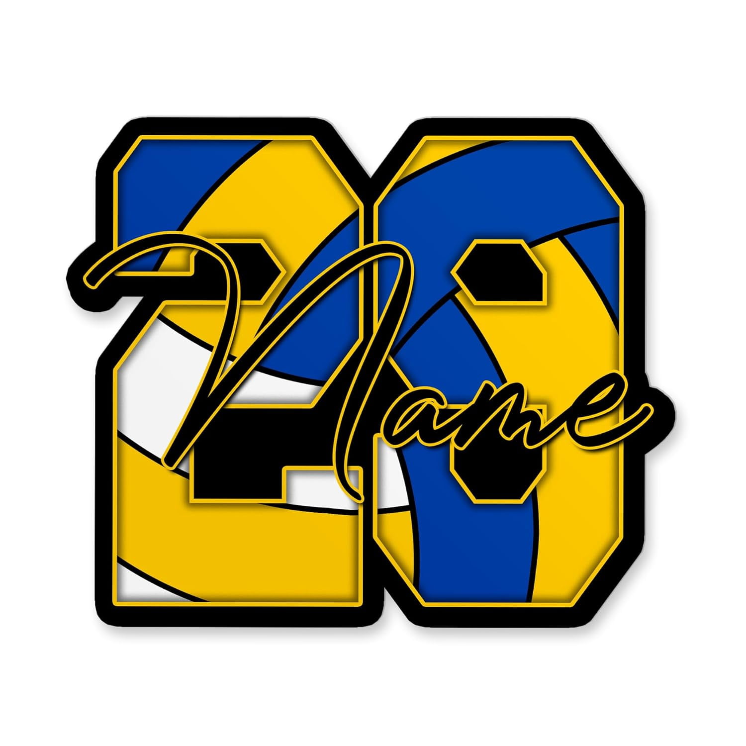 Stickly Volleyball Name Sticker Volleyball Name Sticker with Sports ...