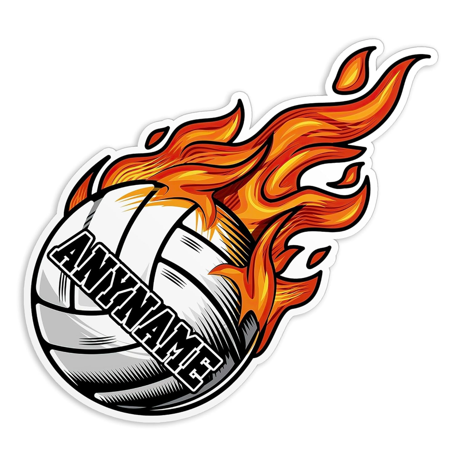 Stickly Volleyball Name Stickers Volleyball Flame Name Player Team ...