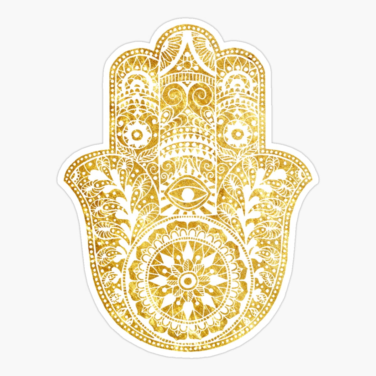Stickly White Gold Hamsa Hand Sticker, Phone Decal Water Bottle ...