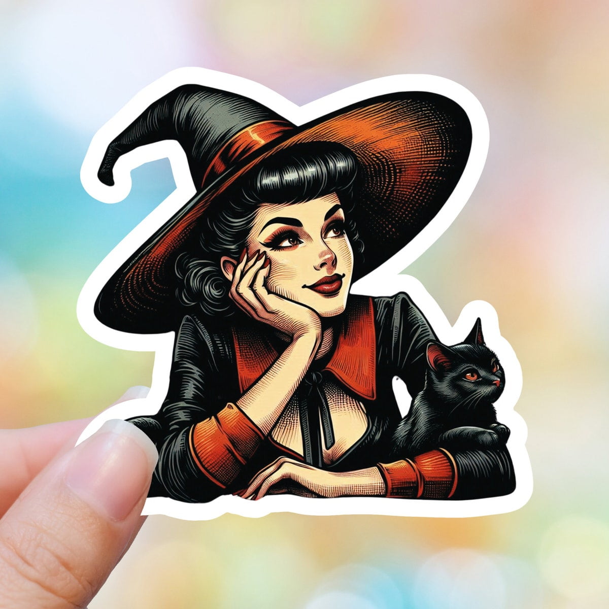 Stickly Witch Sticker, Decals, Black Cat Stickers, Fall Decor, Witchy ...