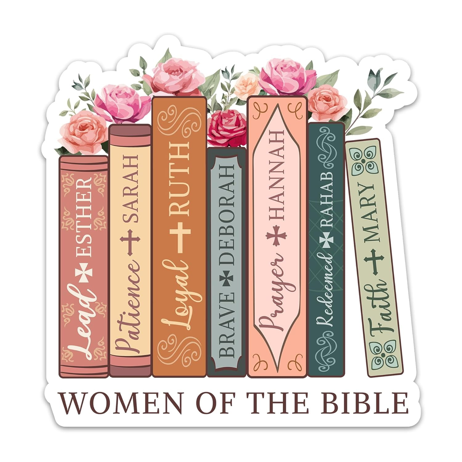 Stickly Women oThe Bible Books and Flowers Sticker, Christian Faith ...